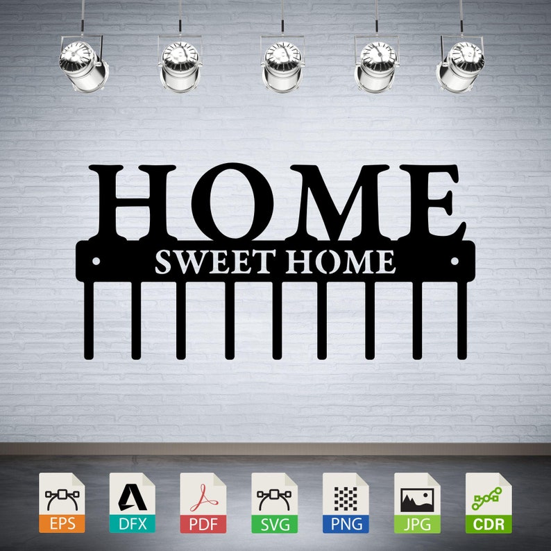 Wall Mounted Key Holder Svg, Wood Home Sweet Dxf, Download Digital ...