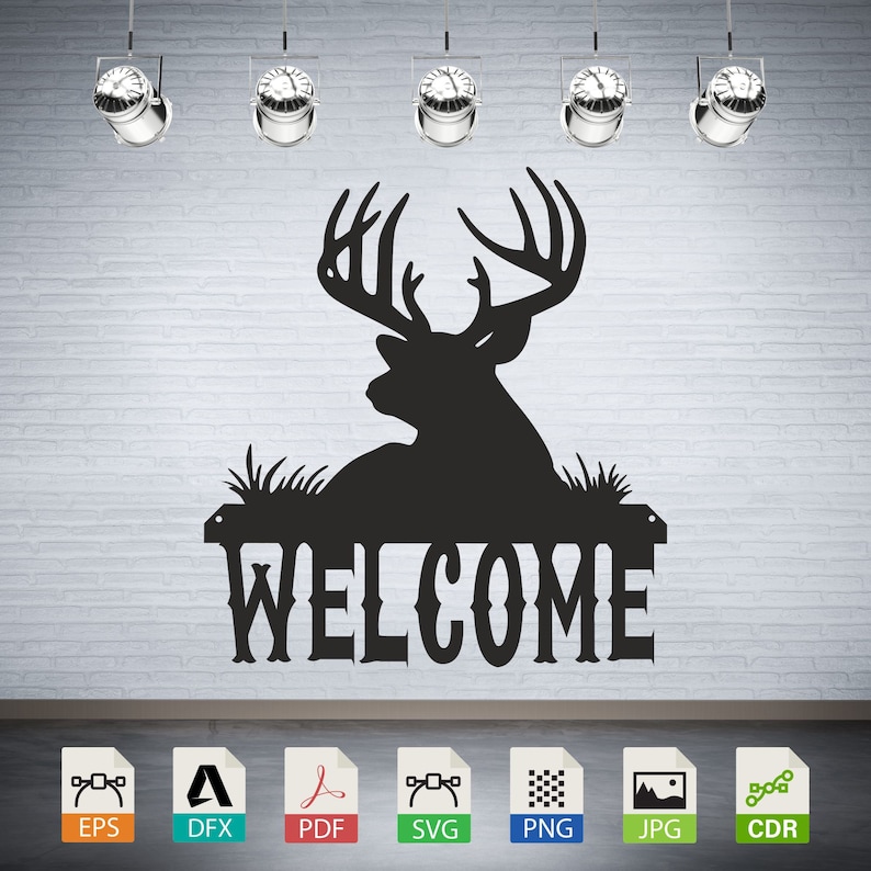 Deer Buck Head Svg, Deer Welcome Dxf, Download Digital Vector Files for ...