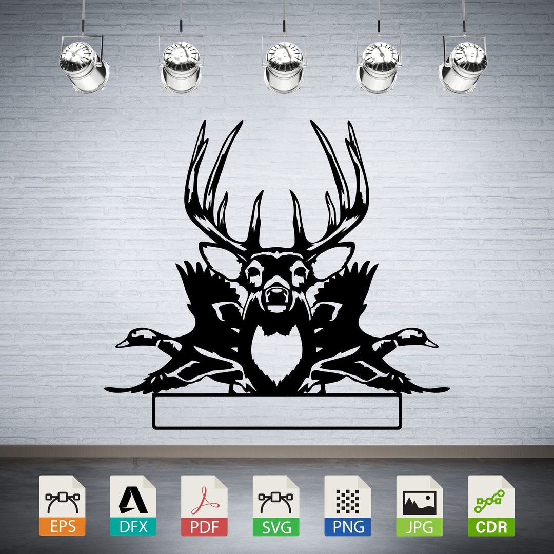 Deer & Ducks Monogram Vector File: Laser Cut CNC Engraving (digital ...