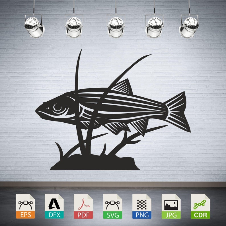 Bass Fish Svg, Fishing Dxf, Download Digital Vector Files for Instant ...