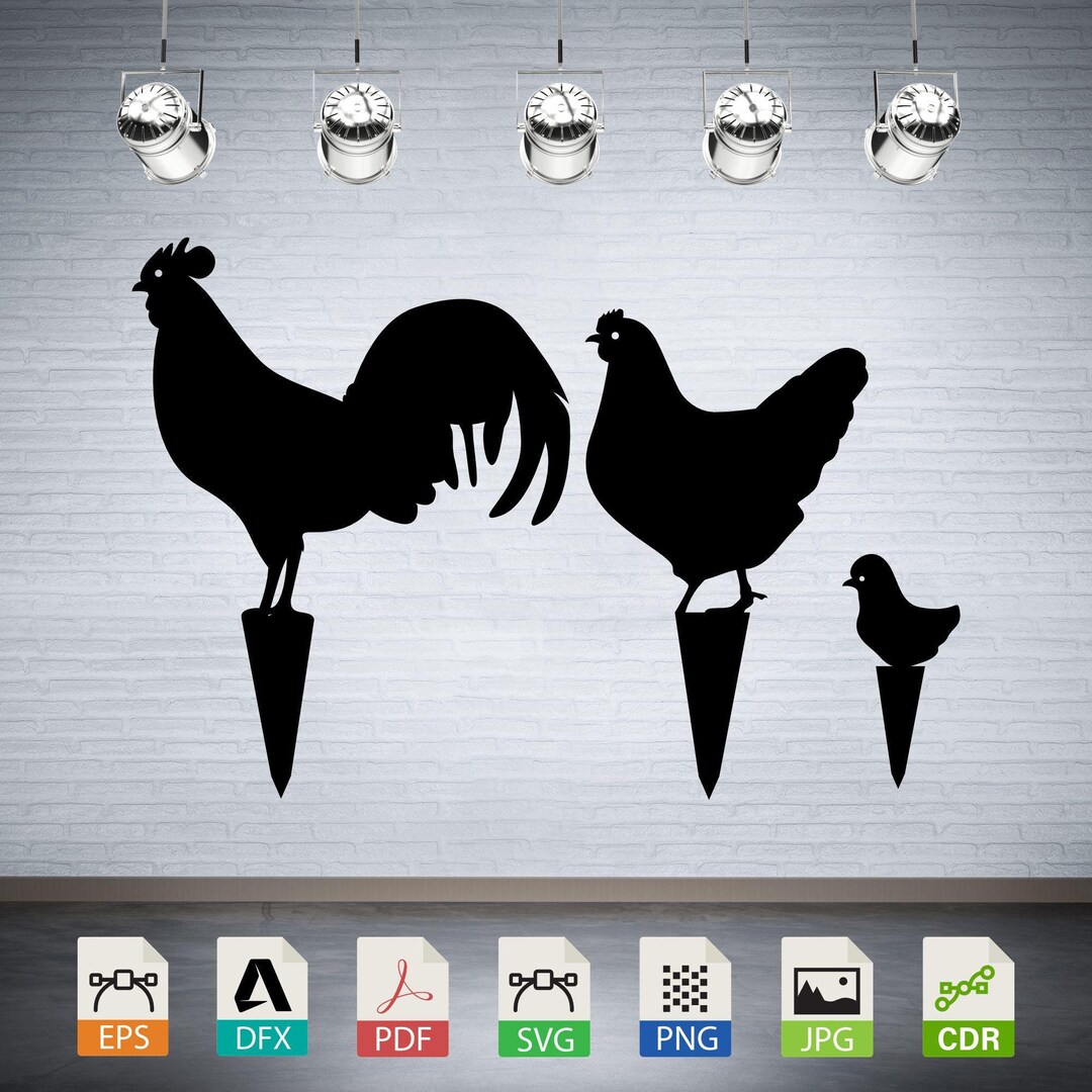 Farm Yard Chickens Svg, Chickens and Rooster Yard Dxf, Download Digital ...