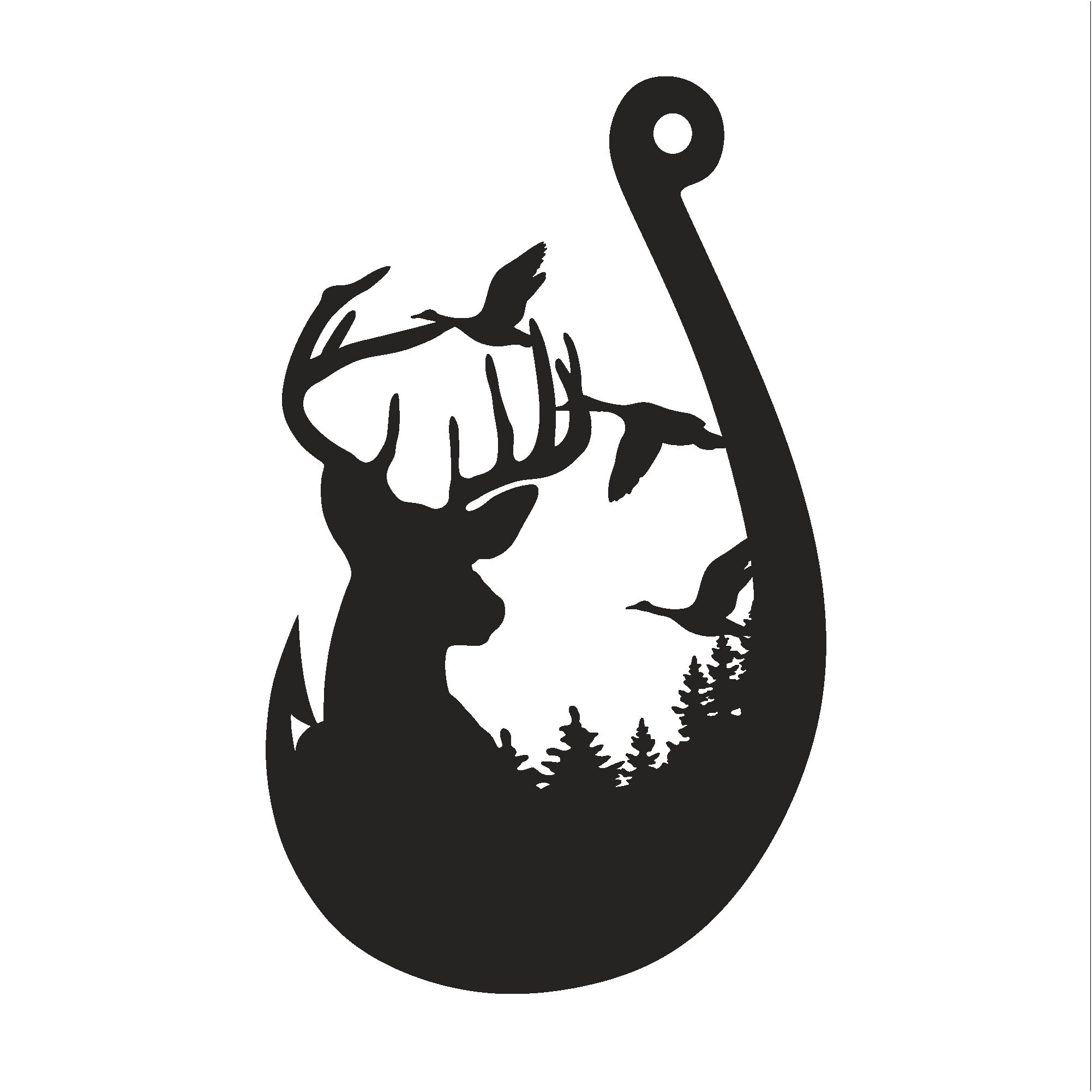 Deer and Duck Svg, Fishing Hook DXF, Download Digital Vector Files for ...