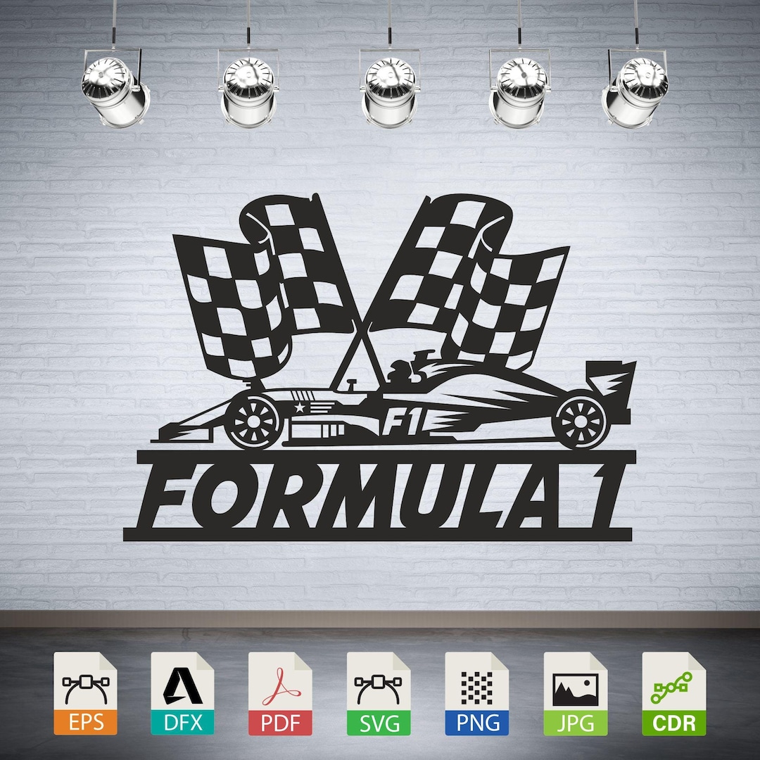 Formula 1 Wall Art Svg, F1 Racing Car With Flag Dxf, Download Digital ...