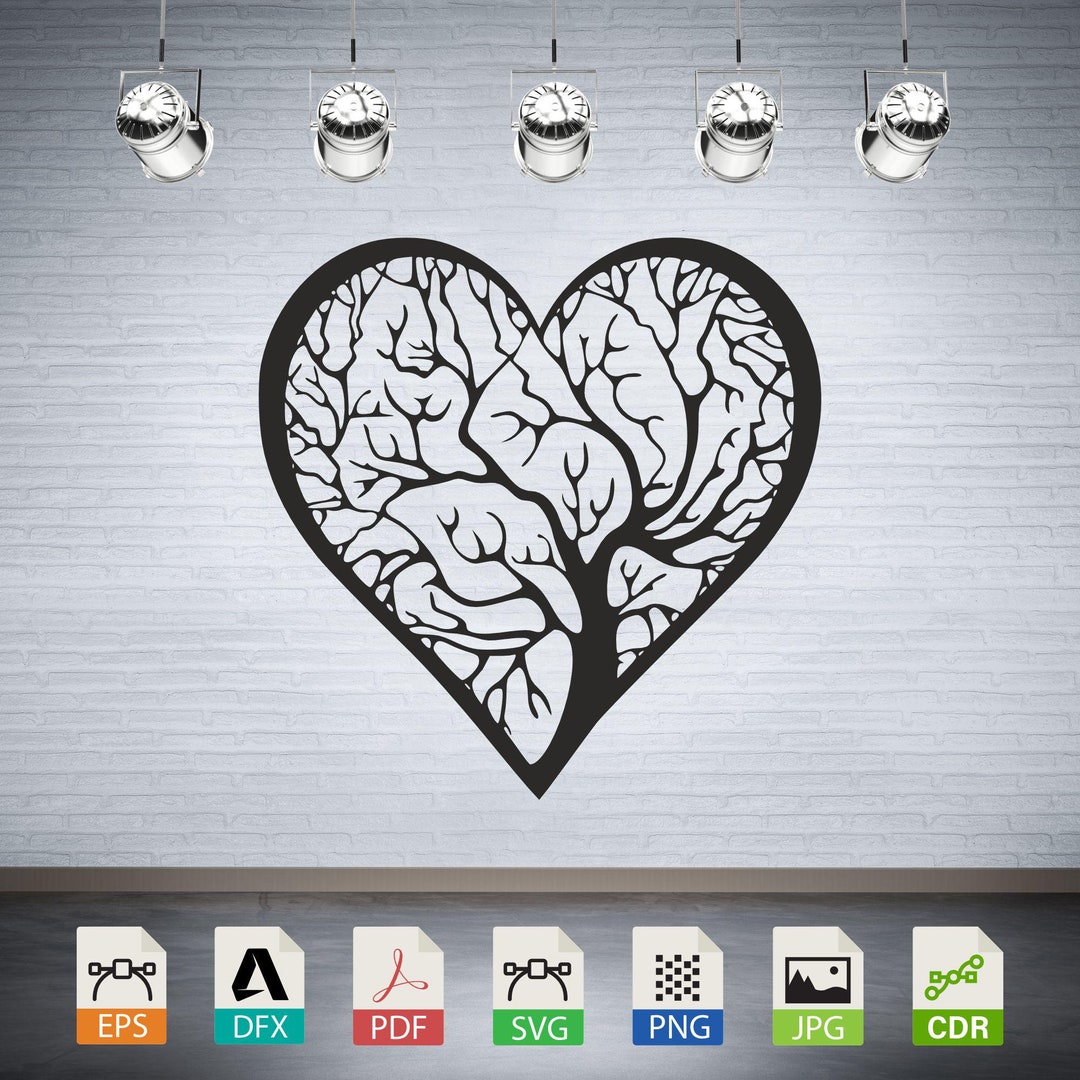 Heart Shaped Tree Svg, Heart Tree of Life Dxf, Download Digital Vector ...