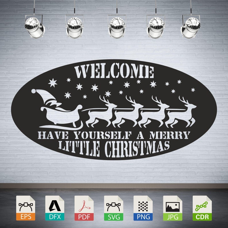 Santa Welcome Sign SVG DXF: Christmas Laser Cut Files - Etsy