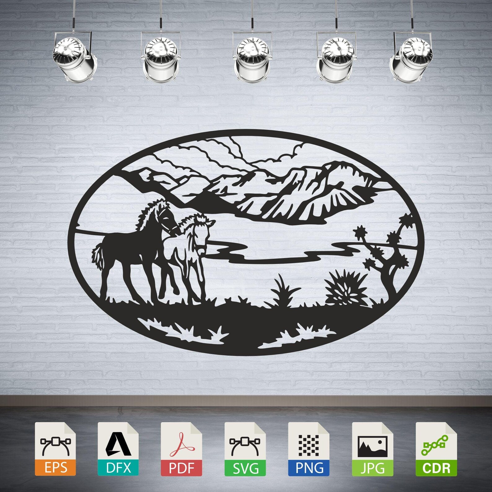 Horses on Meadow SVG: Laser Cut CNC File (digital Download) - Etsy