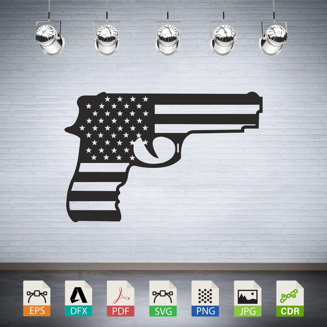 Gun Flag Patriot American Svg, Pistol Flag Dxf, Download Digital Vector ...
