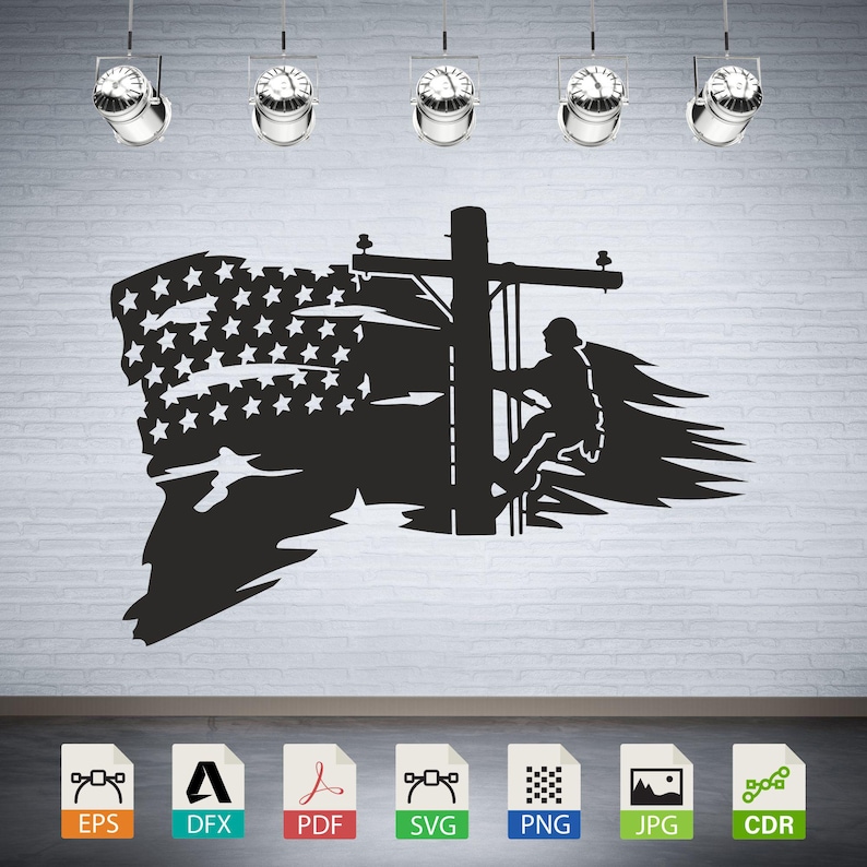 Lineman American Flag SVG: Electrician Vector Files (digital Download ...