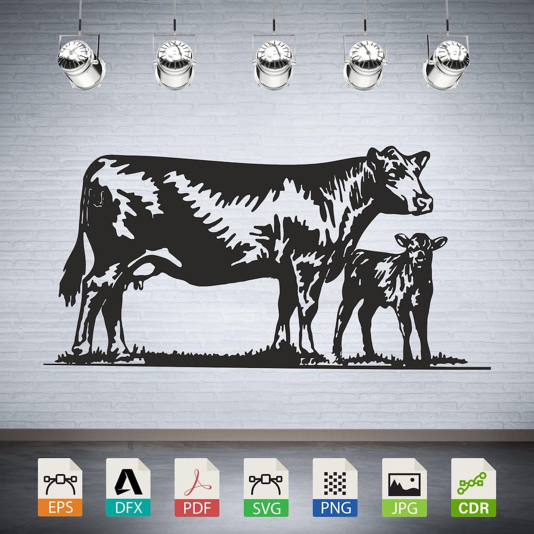 Cow and Calf Svg, Farm Animal Dxf, Download Digital Vector Files for ...