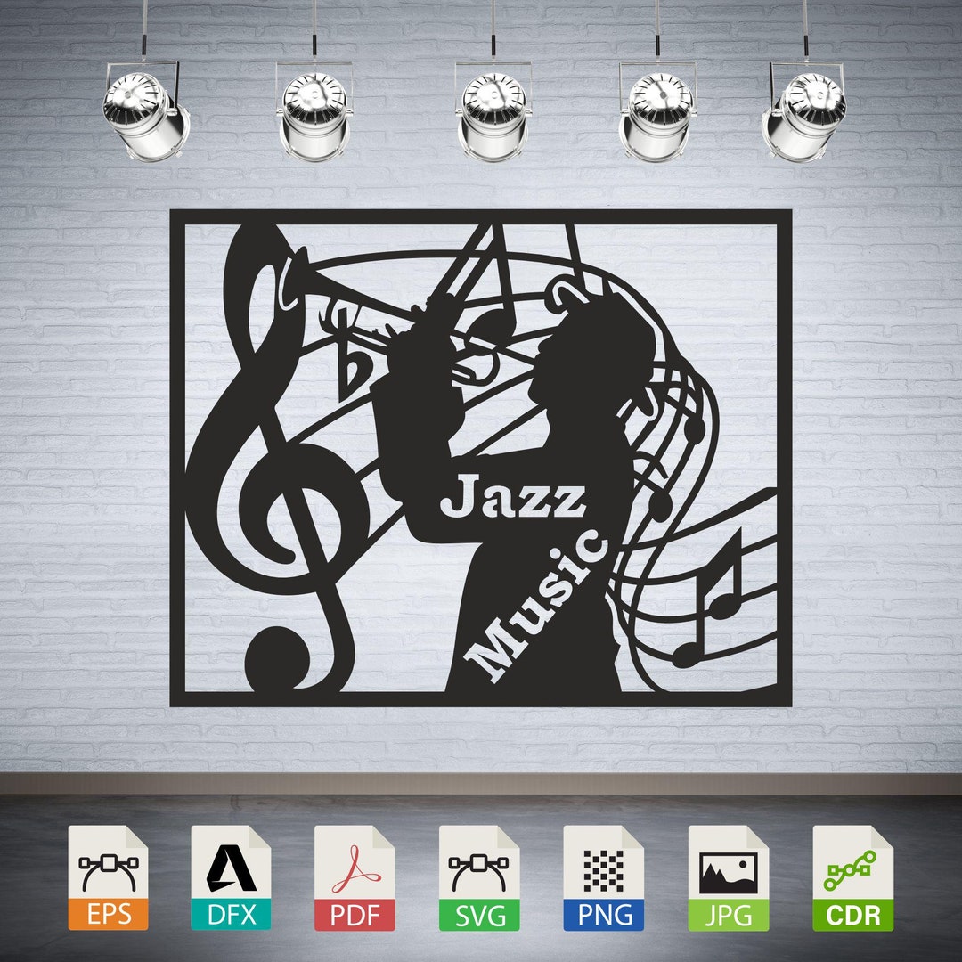 Jazz Music Svg, Saxophone Player Dxf, Download Digital Vector Files for ...