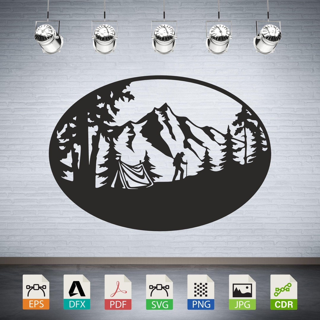 Mountain Camping Svg, Adventure Outdoor Hiking Dxf, Download Digital ...