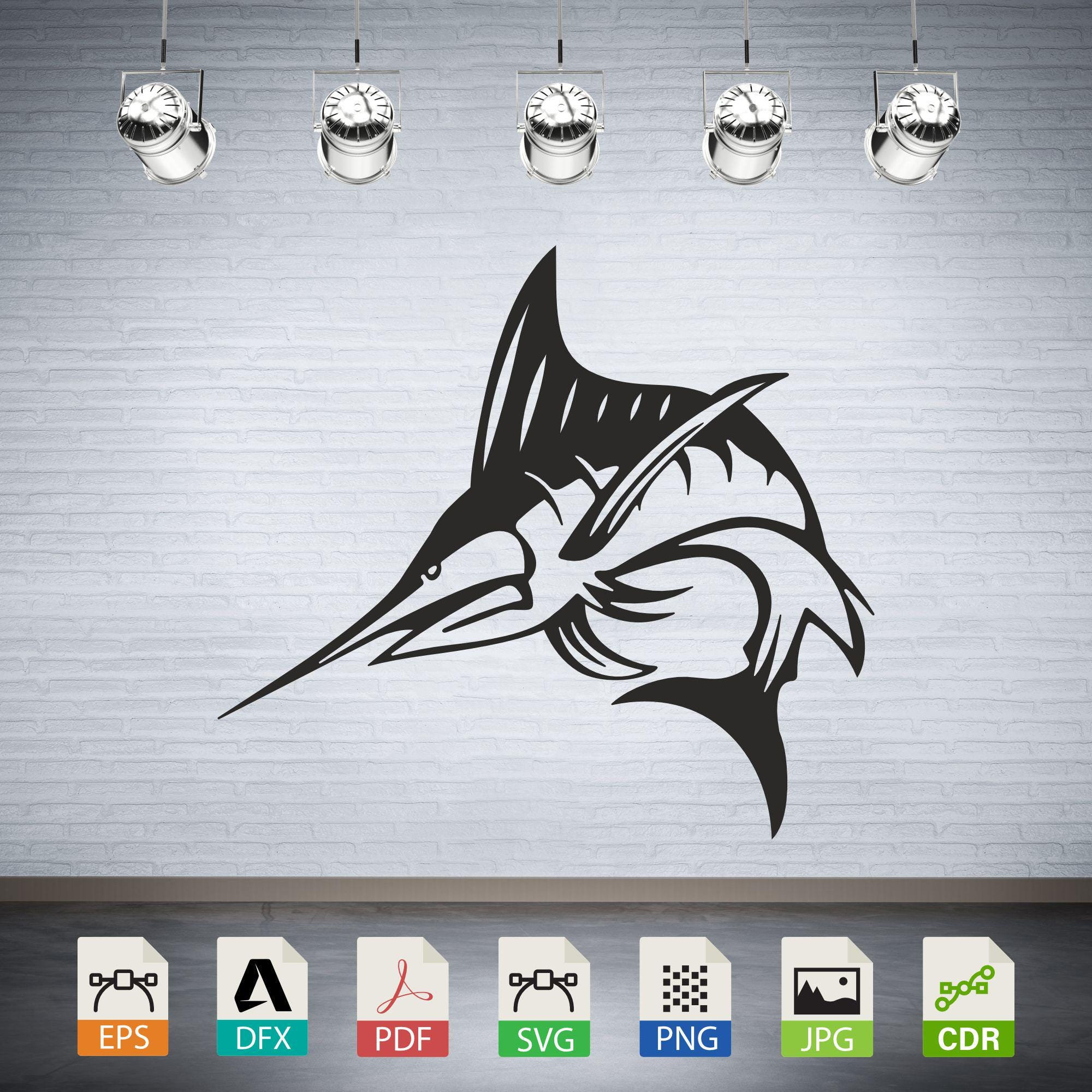 Marlin Fish Svg, Marlin Swordfish Dxf, Download Digital Vector Files ...