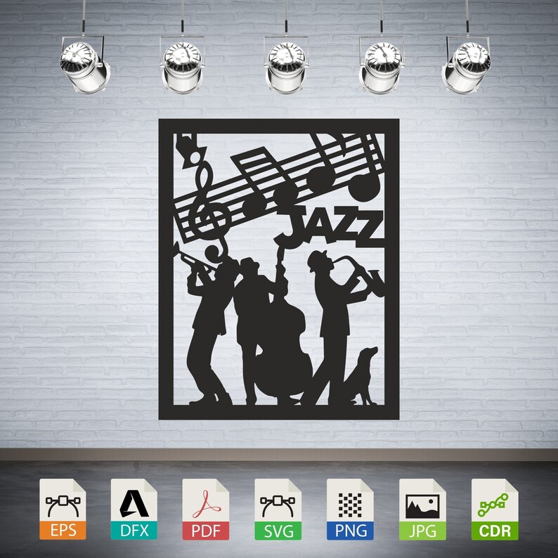 Jazz Wall Art, Jazz Band Panel, Download Digital Vector Files for ...