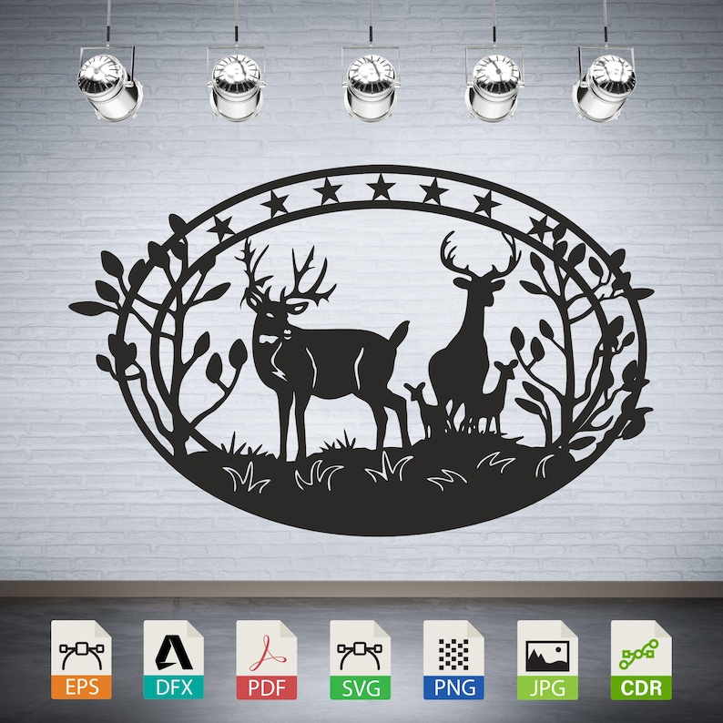 Deer Family Svg, Nature Scene Dxf, Download Digital Vector Files for ...
