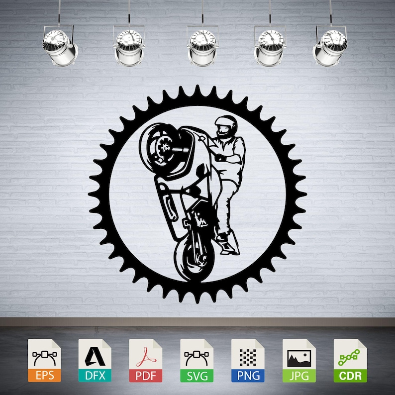 Motocross Bike Svg, Motorcycle Wheelie Dxf, Download Digital Vector ...