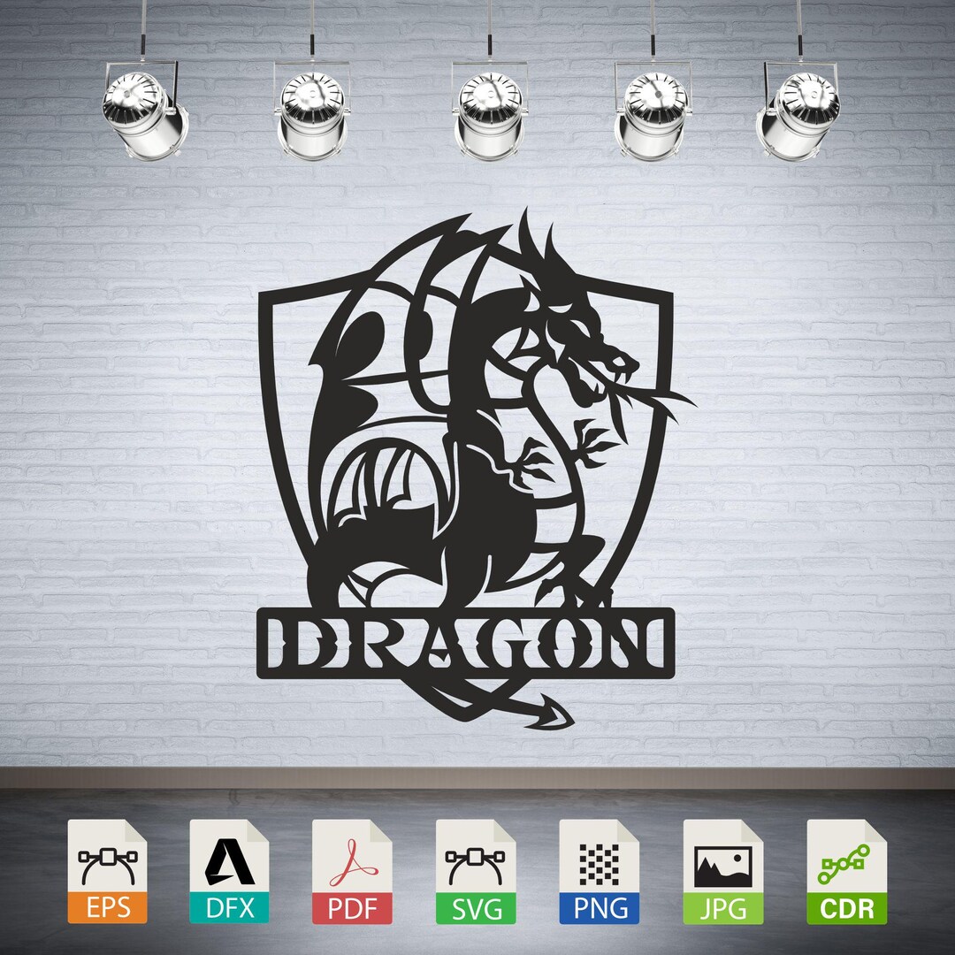 Dragon Wall Decor Svg, Dragon Name Sign Dxf, Download Digital Vector ...