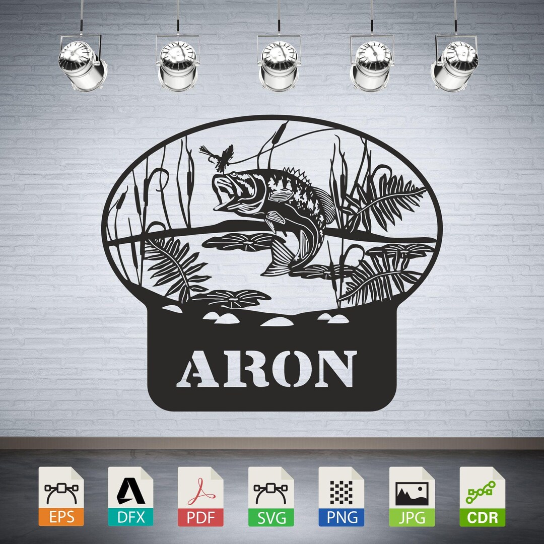 Fish Name Sign Svg, Bass Fish Dxf, Download Digital Vector Files for ...