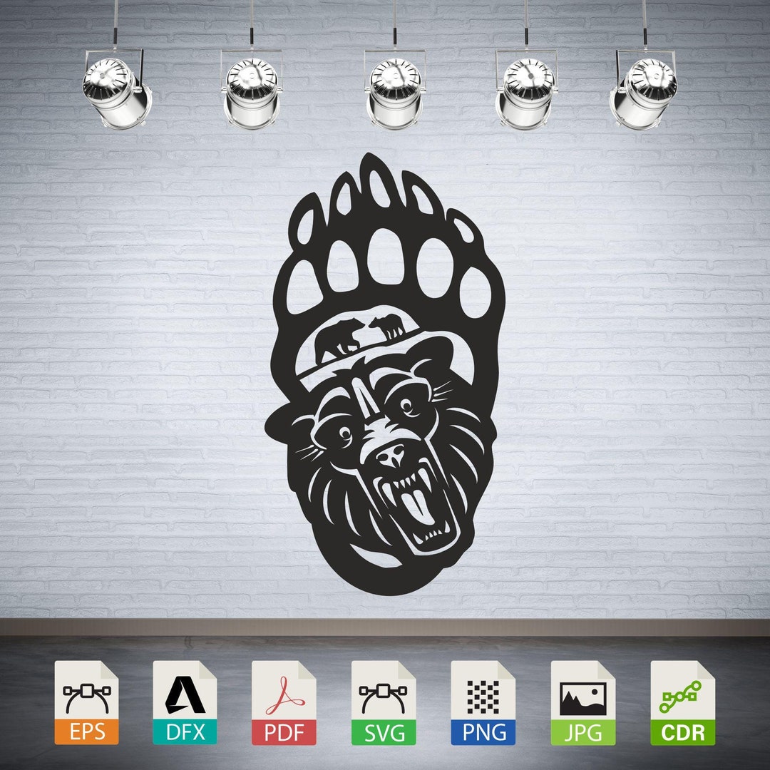 Bear Paw Sign Svg, Bear Dxf, Download Digital Vector Files for Instant ...
