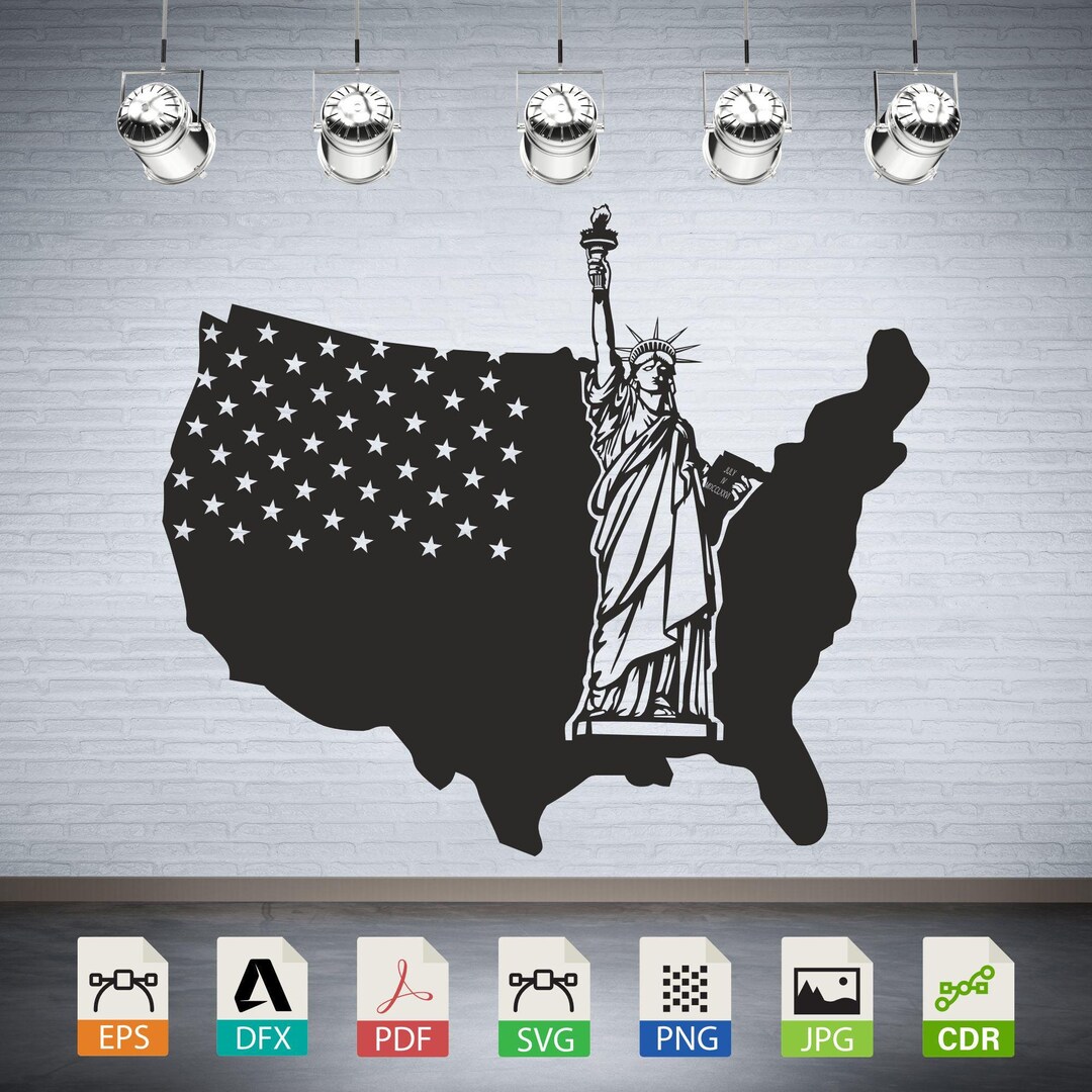 Statue of Liberty USA Flag SVG: Laser Cut CNC Vector File (digital ...
