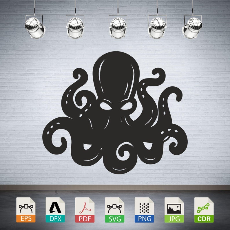 Octopus Svg, Sea Animal Dxf, Download Digital Vector Files for Instant ...