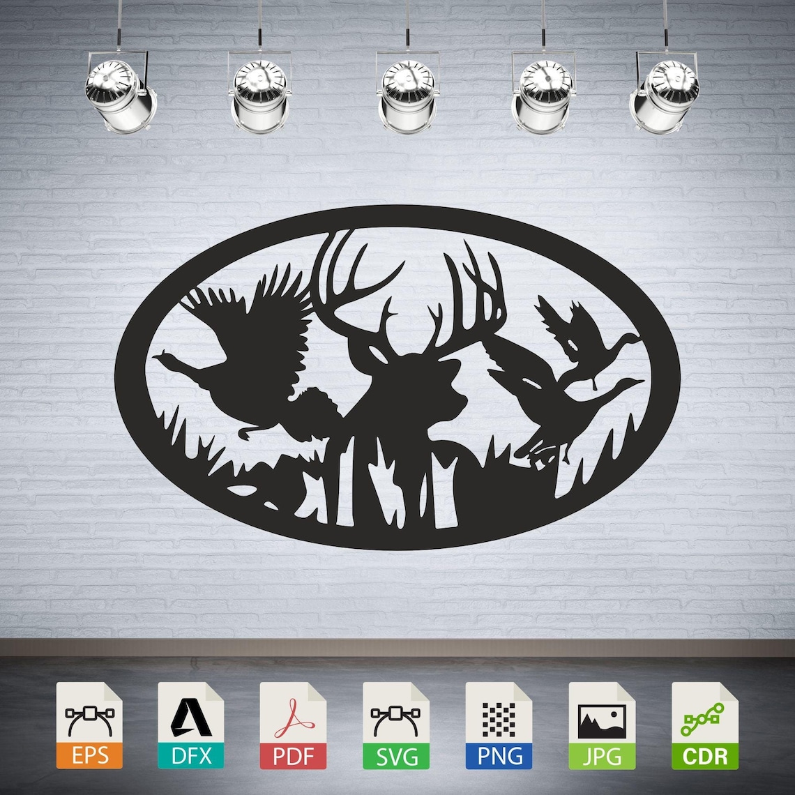 Hunting Scene SVG: Deer and Ducks Vector Files (digital Download) - Etsy