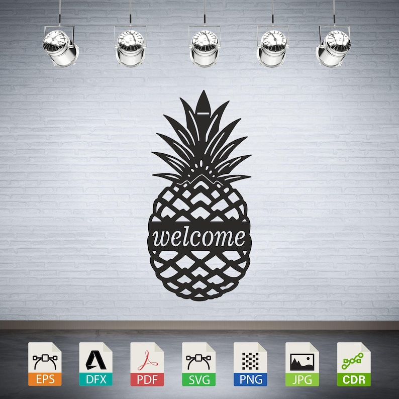 Pineapple Welcome Svg, Welcome Sign Dxf, Download Digital Vector Files ...