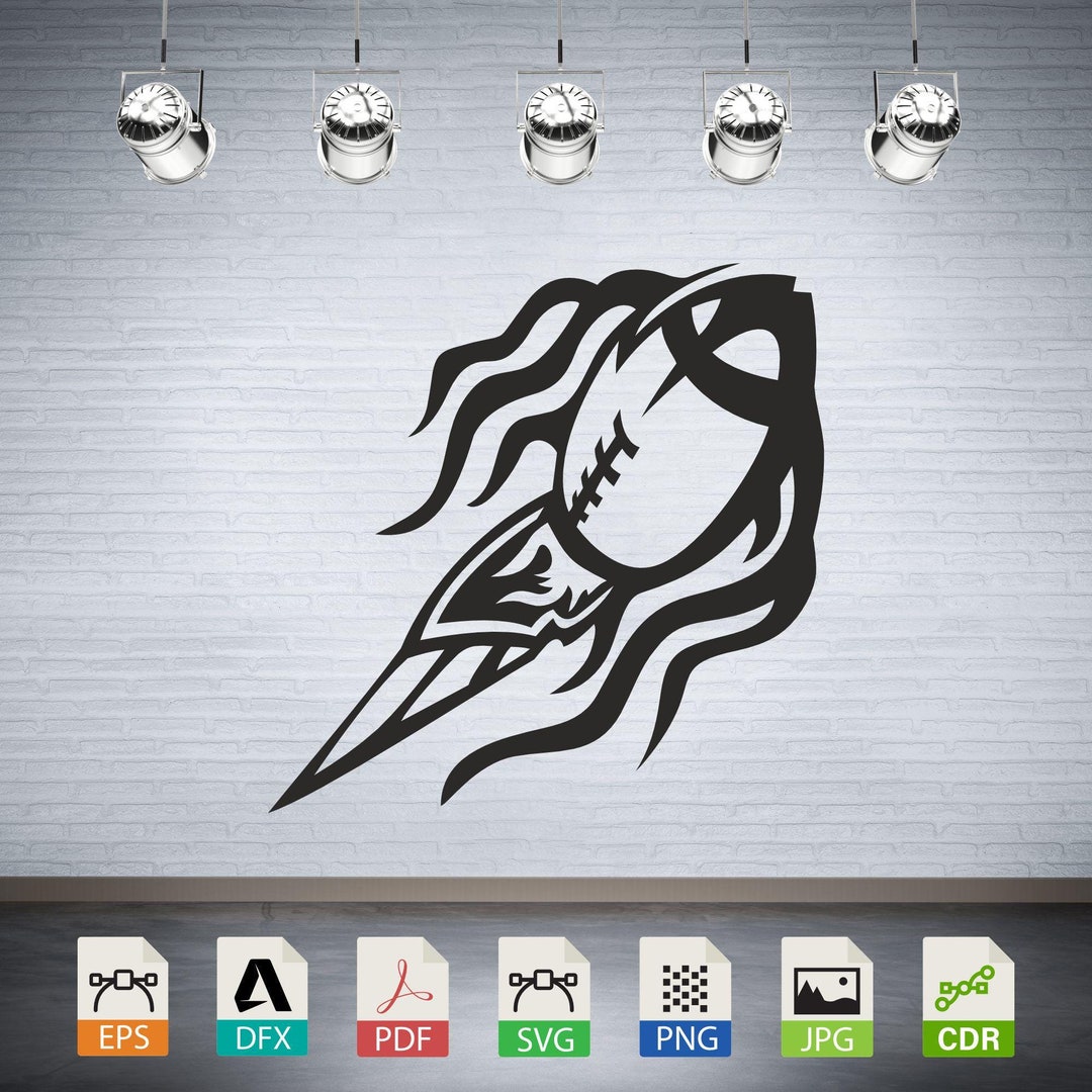 Fire Rugby Ball Svg, Flaming Football Dxf, Download Digital Vector ...