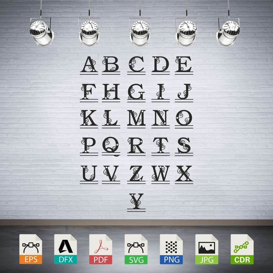 Split Letter Svg, Name Monogram Dxf, Download Digital Vector Files for ...