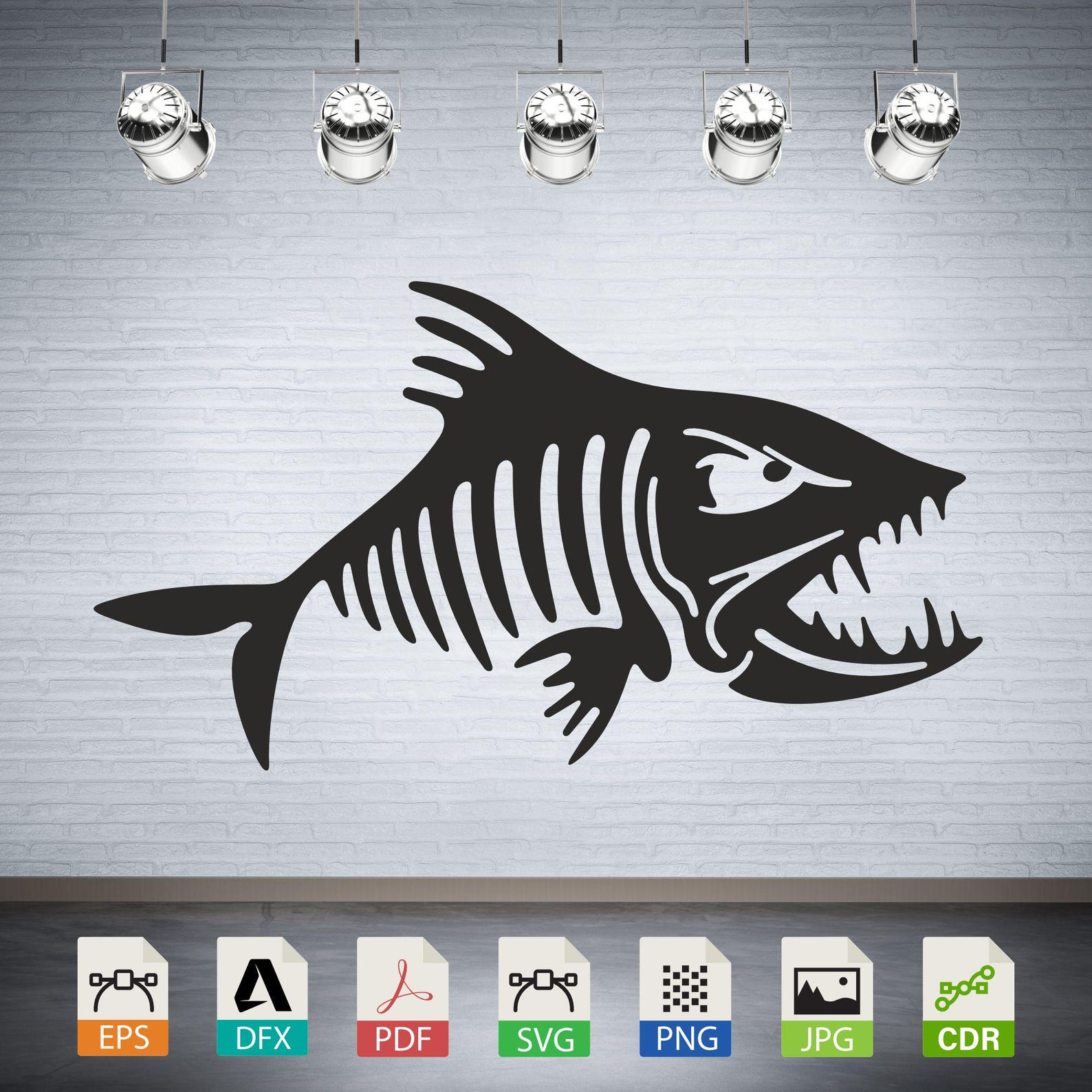 Skeleton Piranha Fish SVG DXF: Laser Cut CNC Vector Files - Etsy