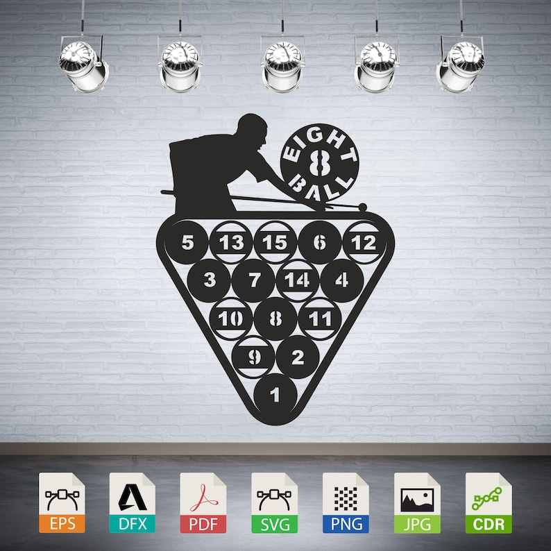 Billiard Balls Sign Svg, 8 Ball Pool Dxf, Download Digital Vector Files ...
