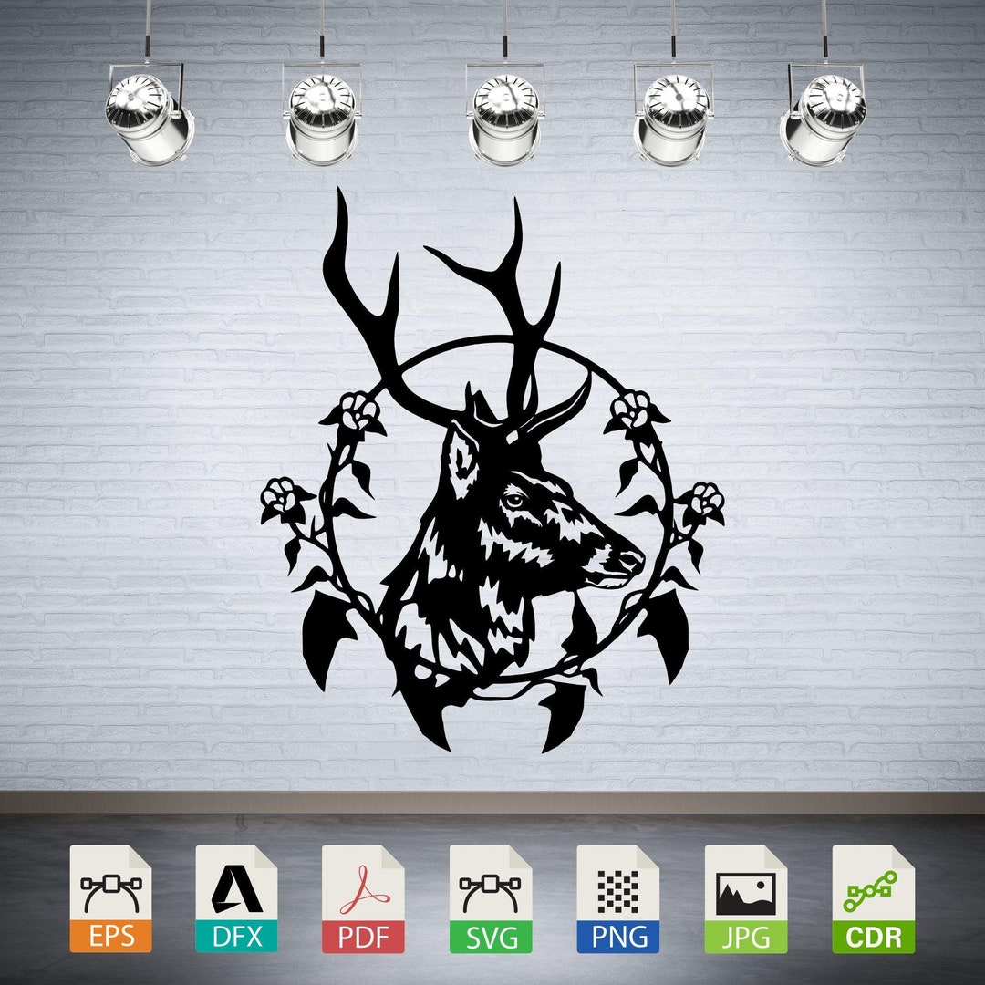 Deer Head Svg, Deer Hunting Wall Art Dxf, Download Digital Vector Files ...