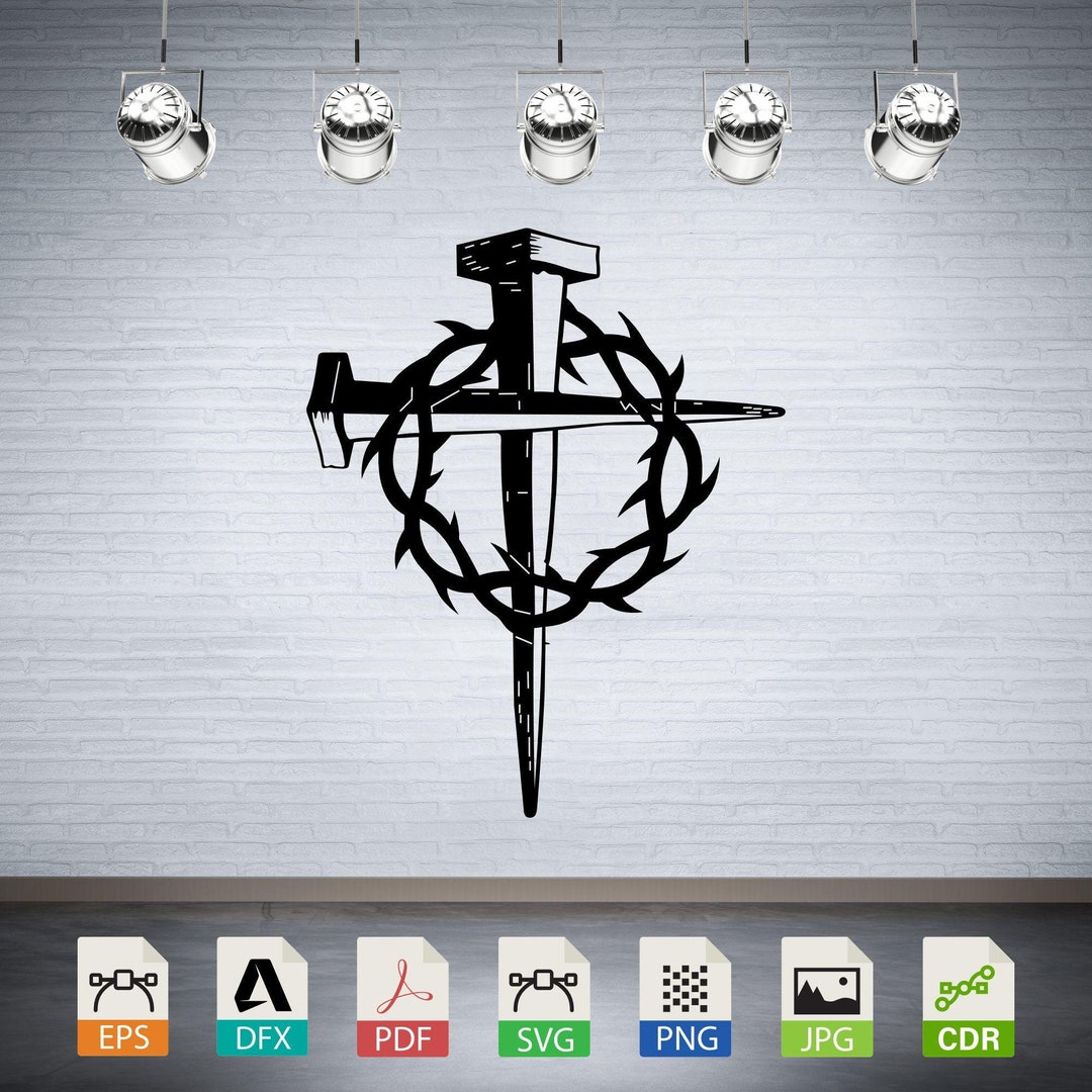Nails Cross With Thorns SVG DXF: Christian Laser Cut Files - Etsy