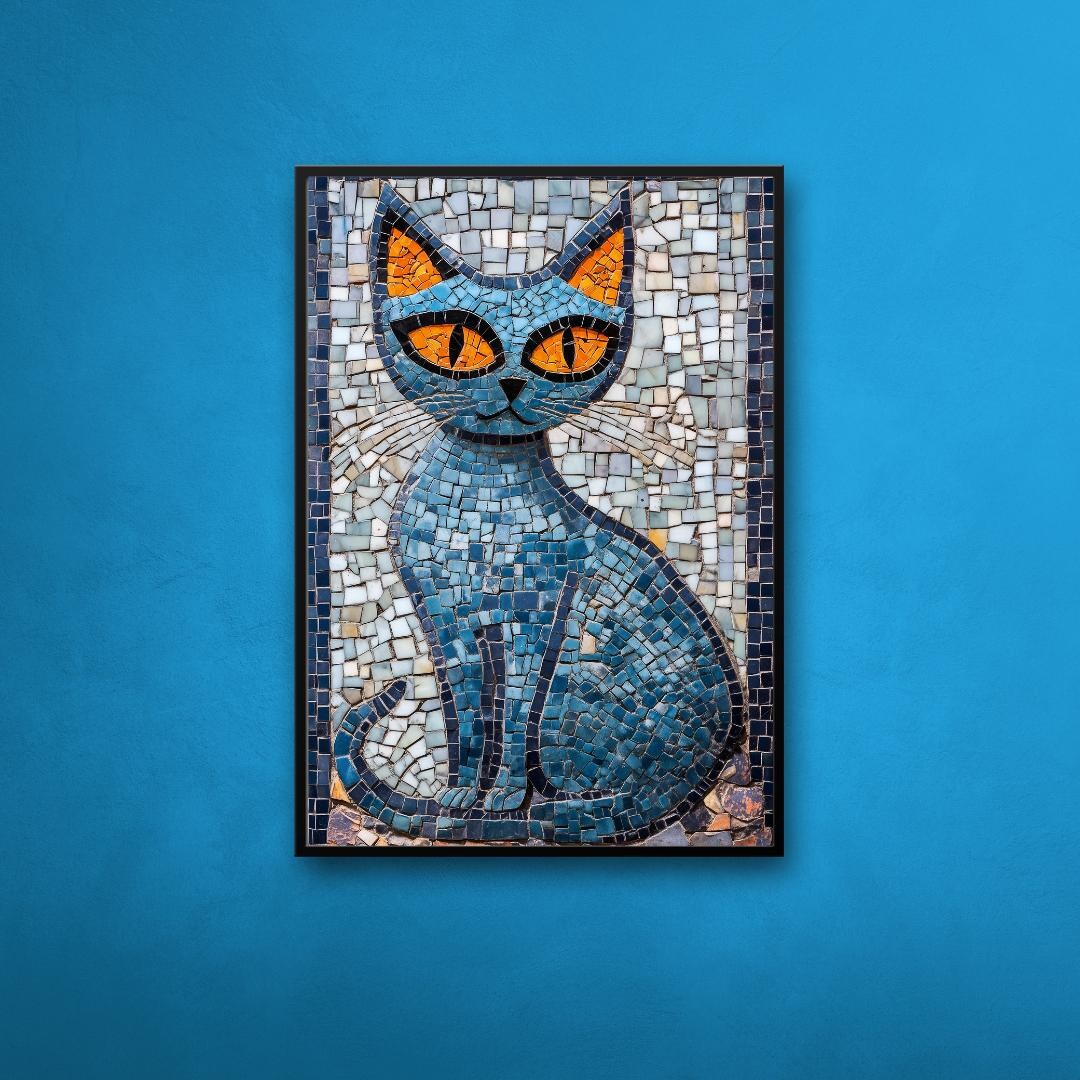 Ancient Roman Mosaic Cat Poster – Unique Wall Art Inspired by Algerian ...