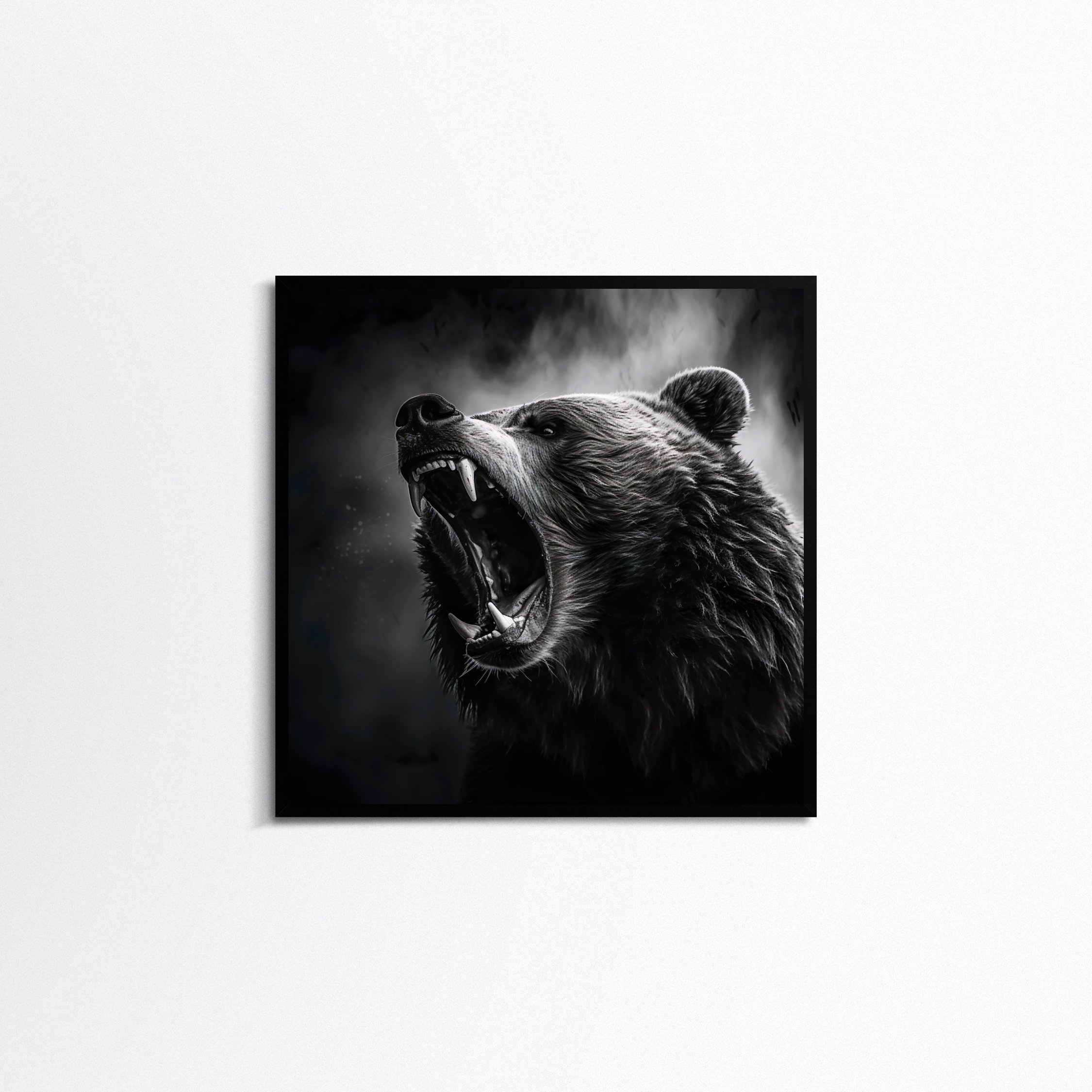 Furious Bear Portrait Poster, High-contrast Black and White Photography ...