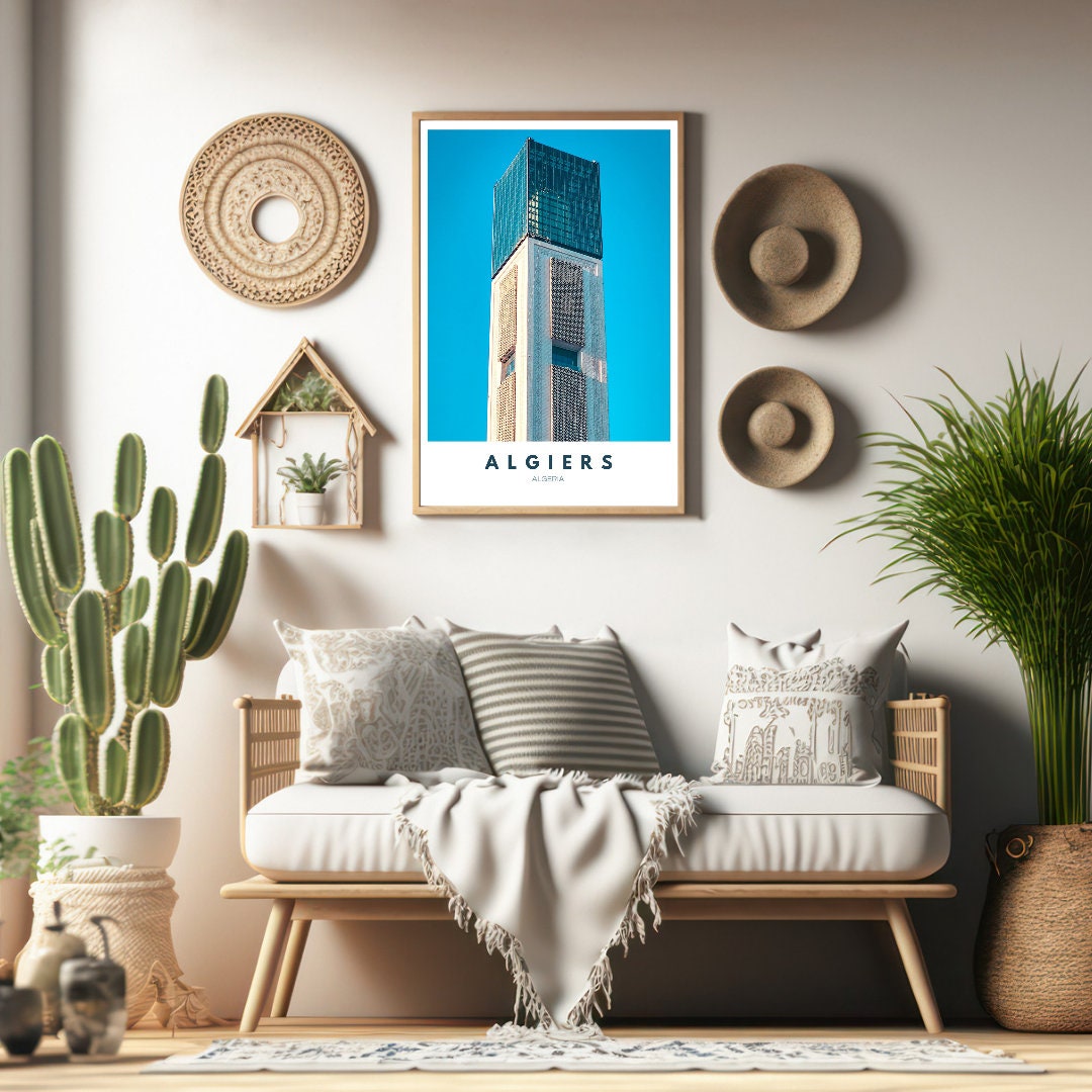Algeria Travel Poster | Great Mosque of Algiers Wall Art | Living Room ...