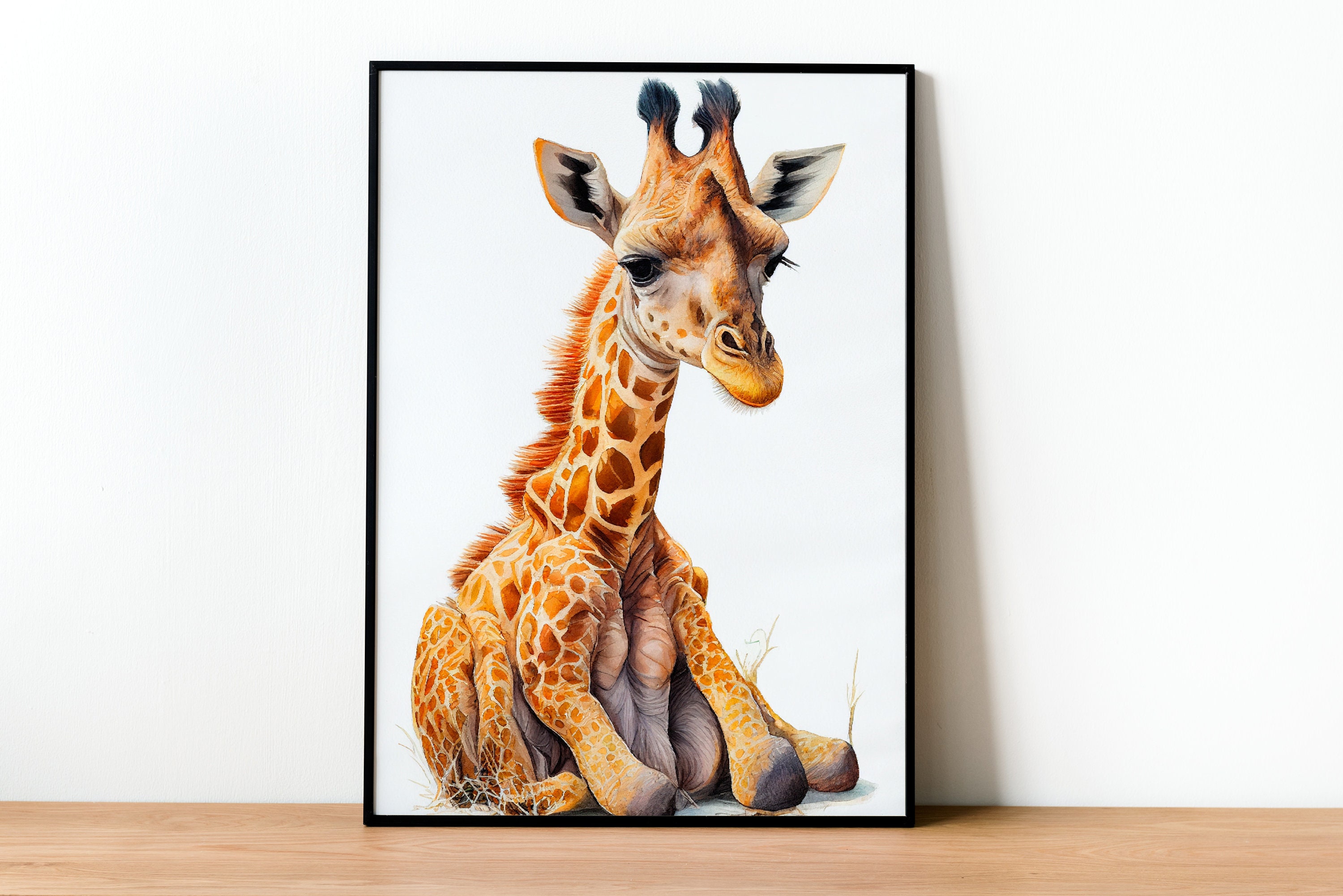 Watercolor Baby Giraffe Printable Wall Hanging Animal Digital Print ...