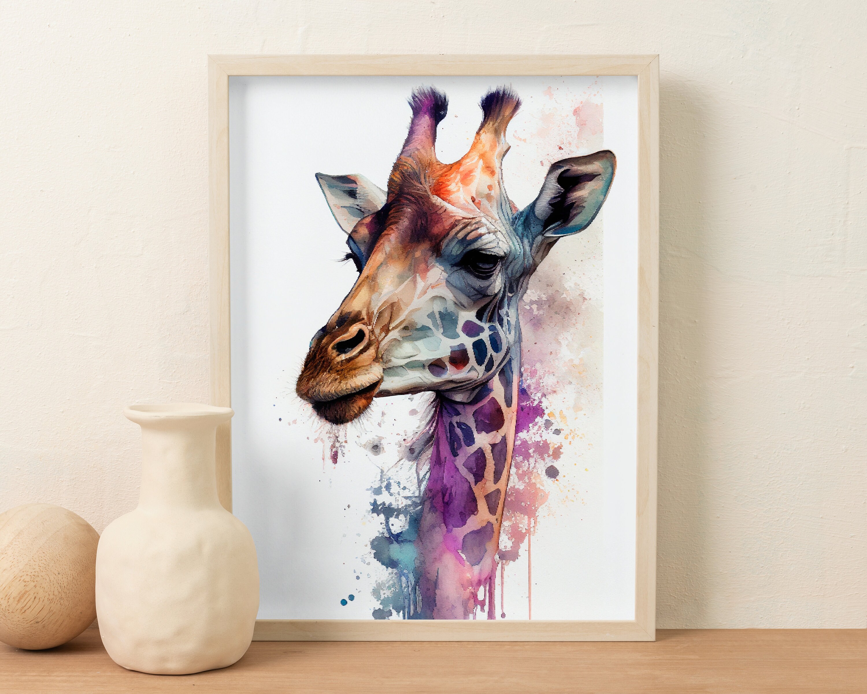Watercolor Giraffe Abstract