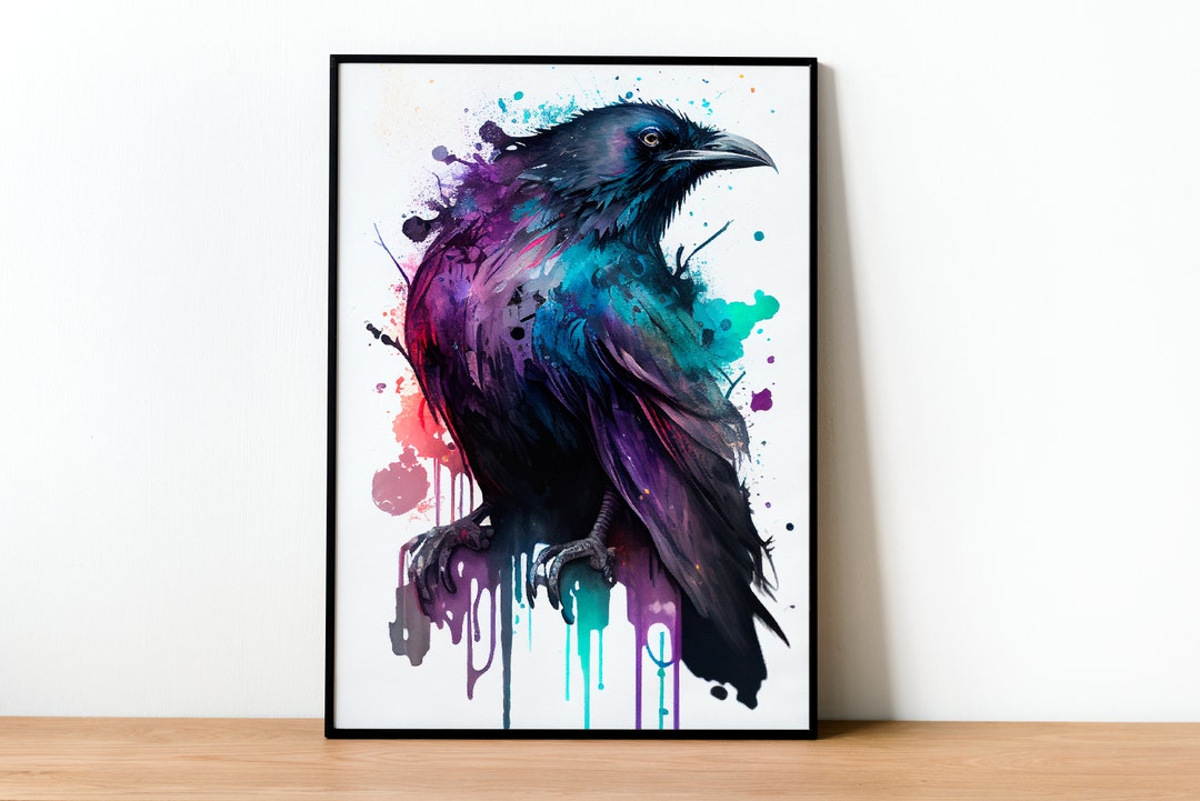Watercolor Raven Crow Art Print, Wall Hanging for the Home, Nursery ...