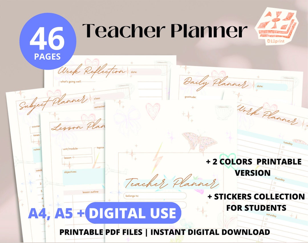 TEACHER PLANNER, Lesson Plan Book Printable, School College Planner ...