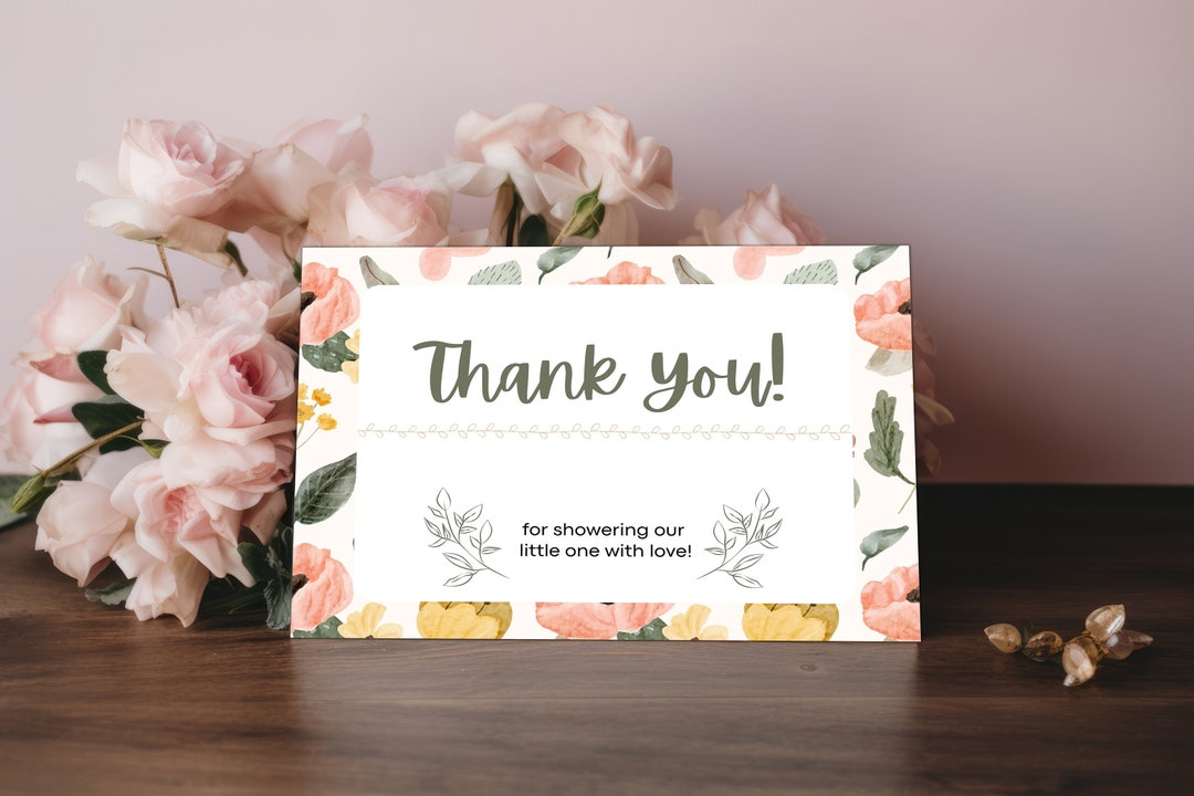 Baby Shower Thank You Note Template- Instant Download; Printable; Canva ...