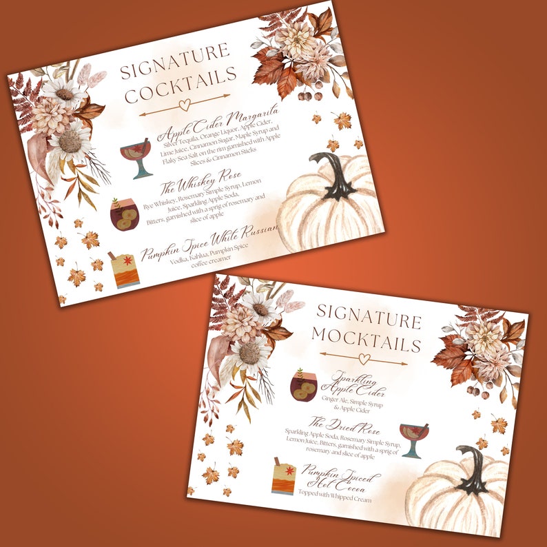 Fall in Love Bridal Shower Signature Cocktail & Mocktail - Etsy