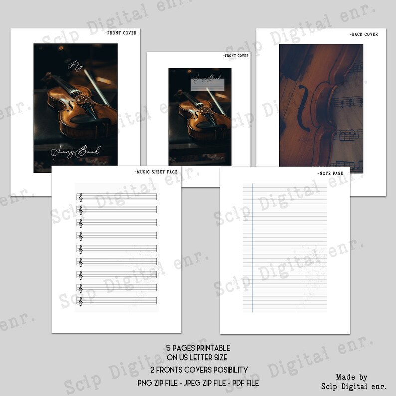 Songbook Kit Digital Cover Printable JPG Page Printables - Etsy