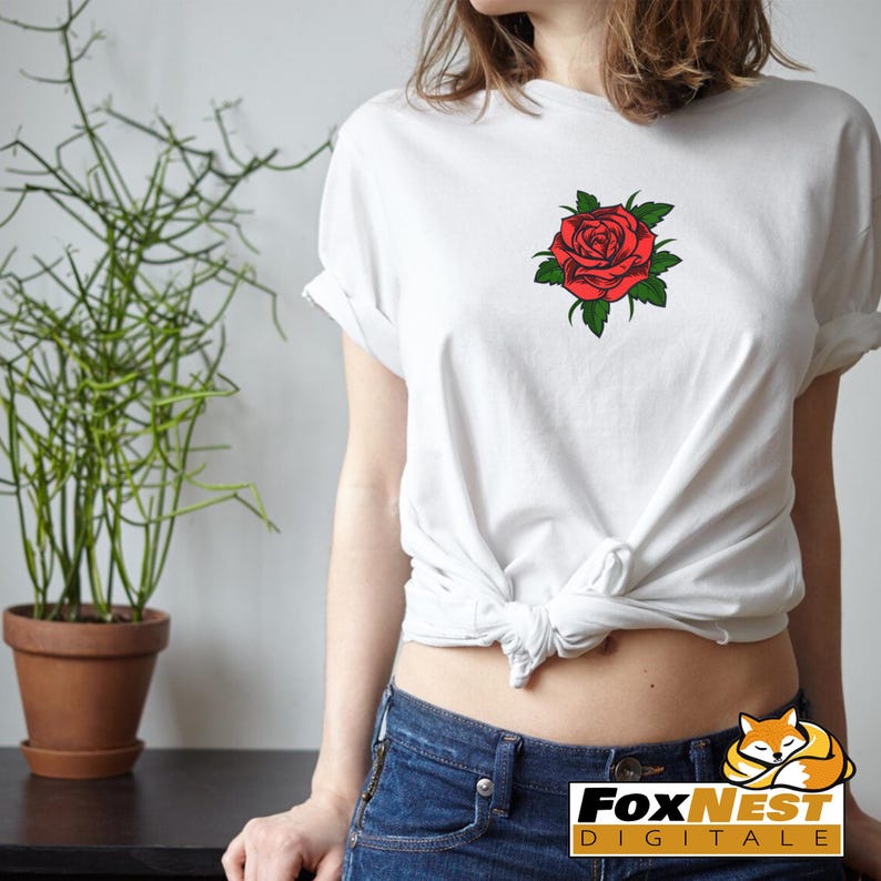 RED ROSE Design, Machine Embroidery Files, Instant Download, Clothing ...