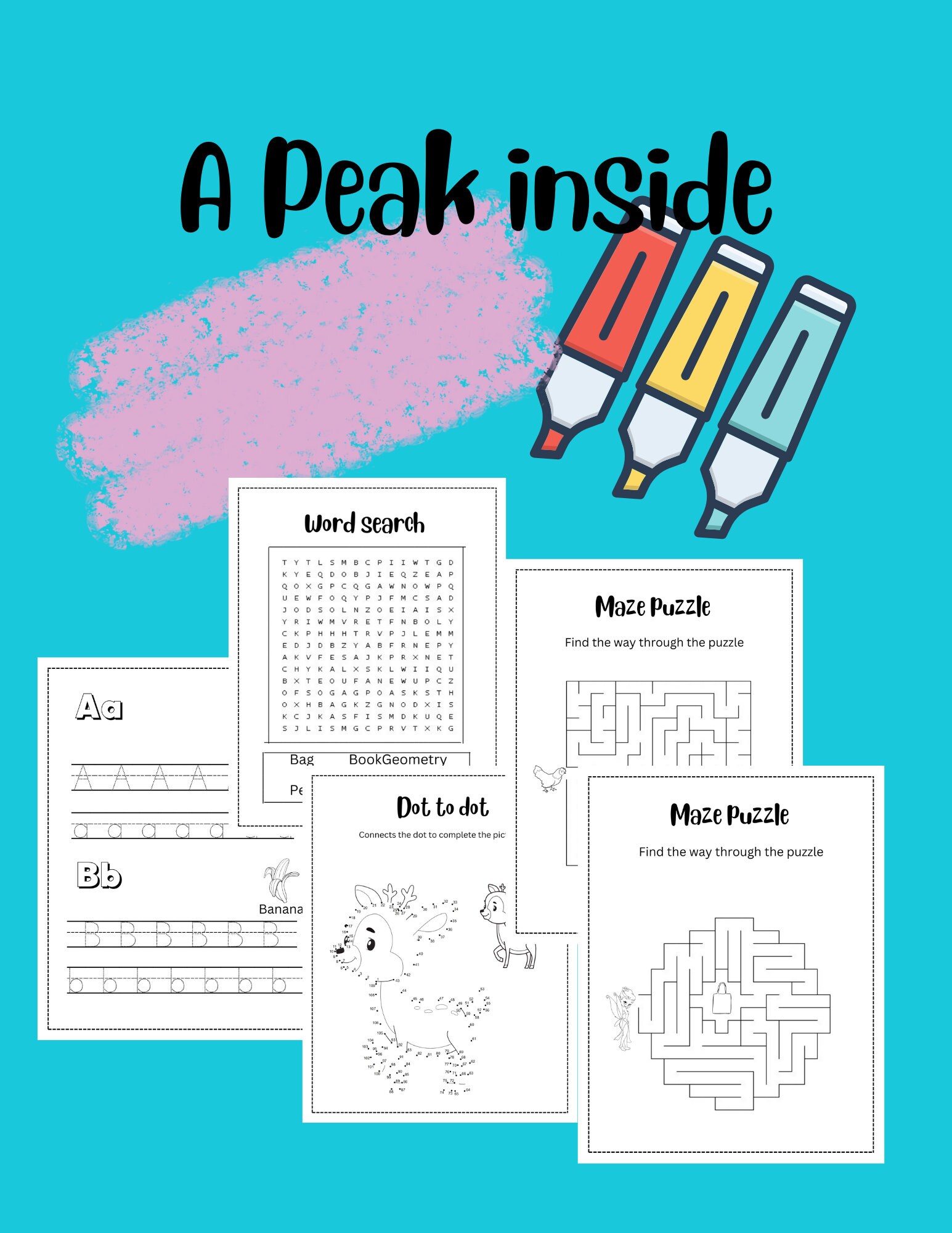 Printable Kids Activity Book, My Quiet Activity Book, for Kids 5-8 ...