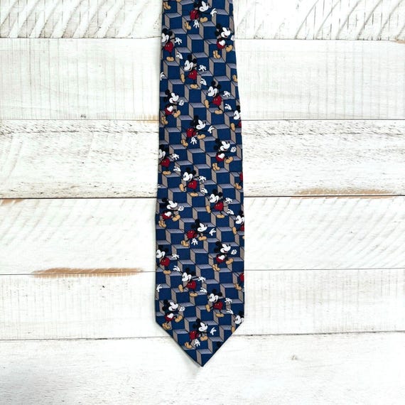 Unique 1980s Mickey Mouse Retro Silk Statement Neck T… - Gem