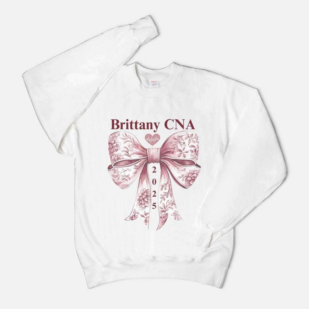 Personalized CNA Graduation Sweatshirt, Toile Bow Design - Etsy