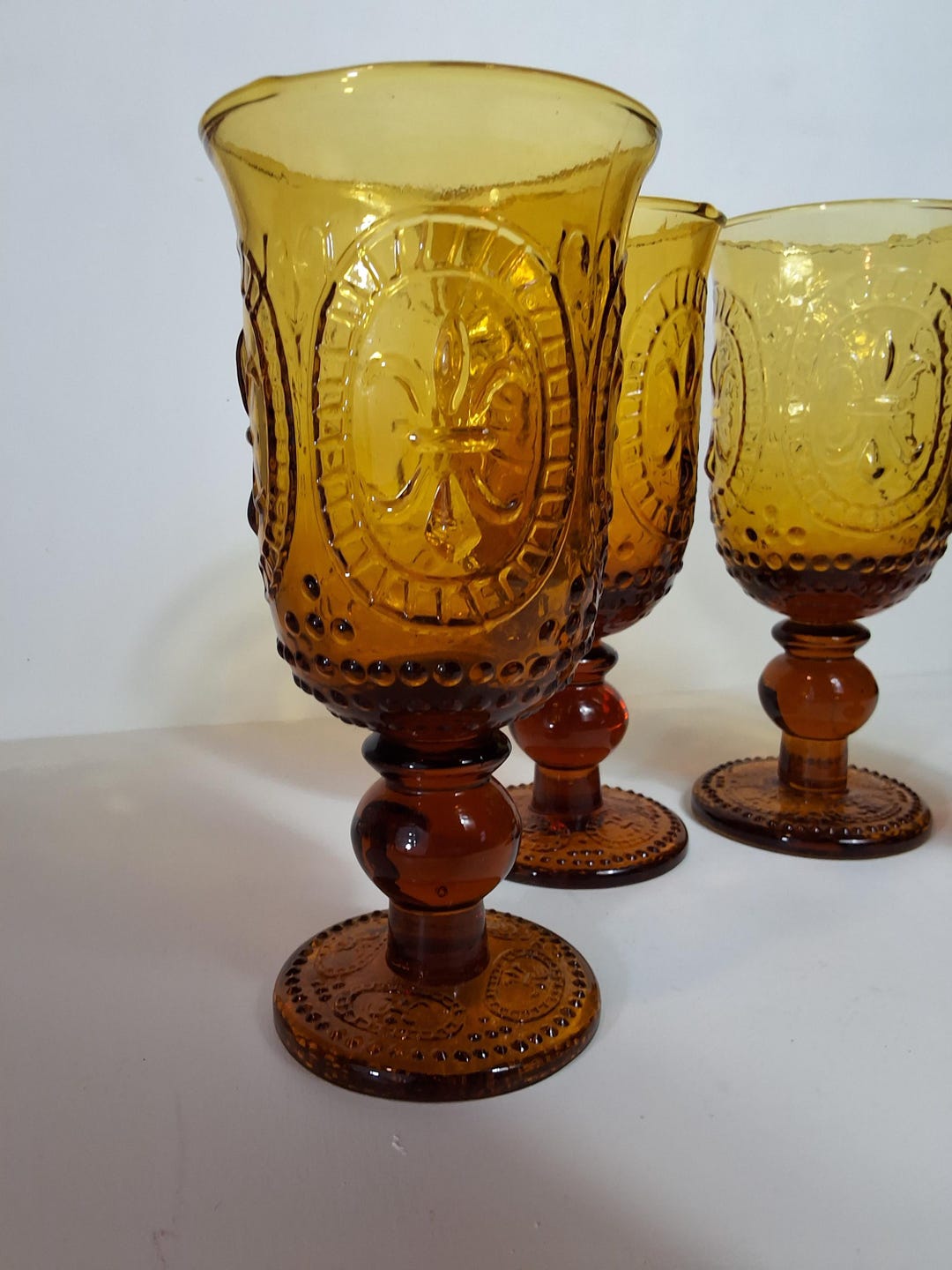 Set of 4 Zrike Renaissance Amber Glass Goblets - Etsy
