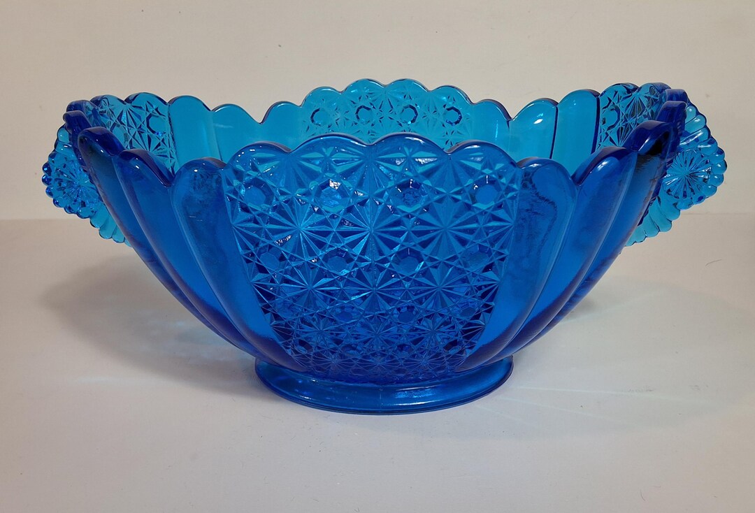 Fenton Daisy and Button Colonial Blue Two-handled Bowl - Etsy