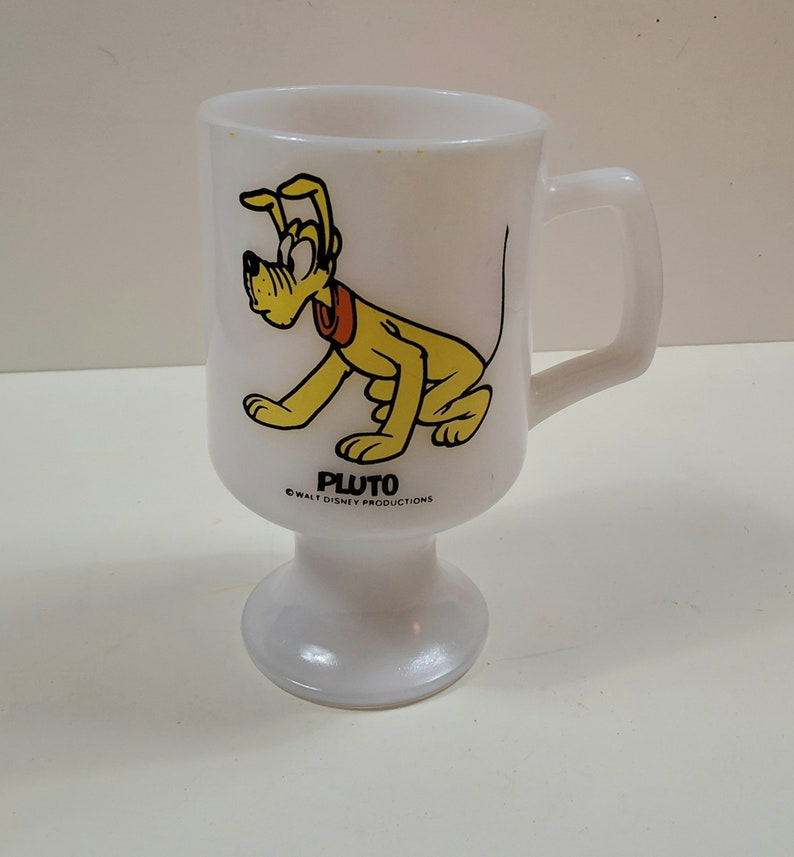 Vintage Disney Pluto Milk Glass Pedestal Mug - Etsy