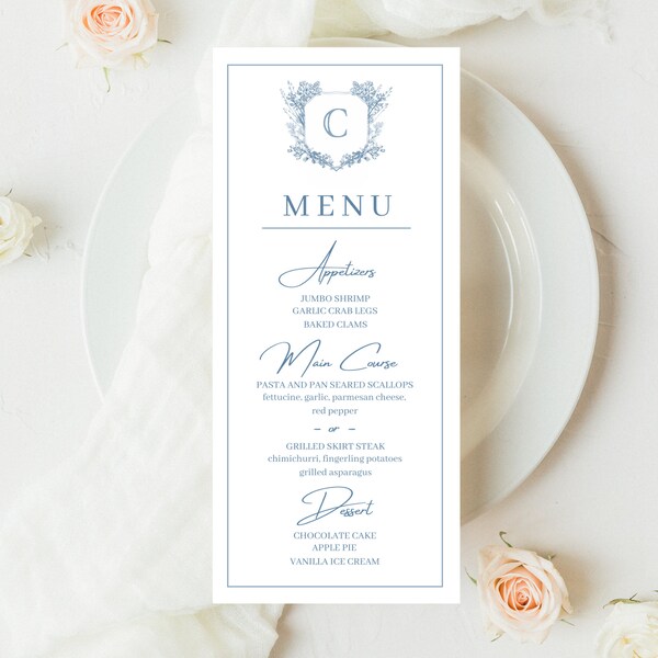 Monogram Menu - Etsy